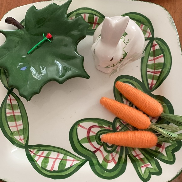 Kitchen | Vintage Cali Pottery Hand Painted Rabbit Leaf Plate Figure ...